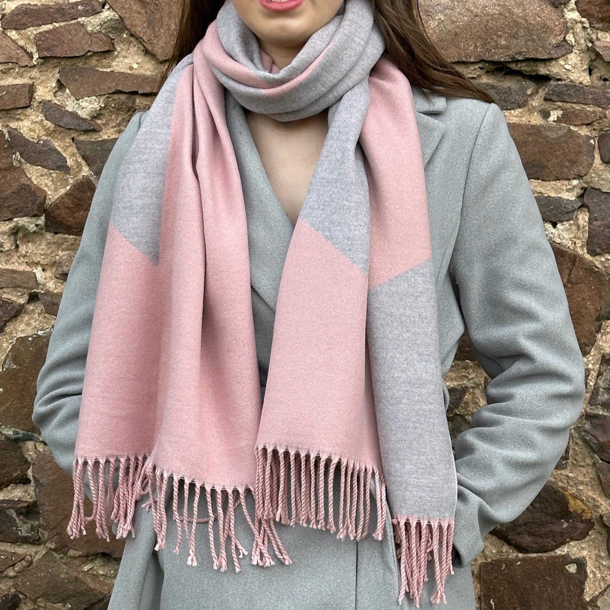 Pink and gray scarf store
